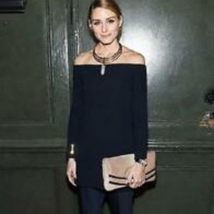 Tibi | Tops | Tibi Offshoulder Tunic Top Navy | Poshmark